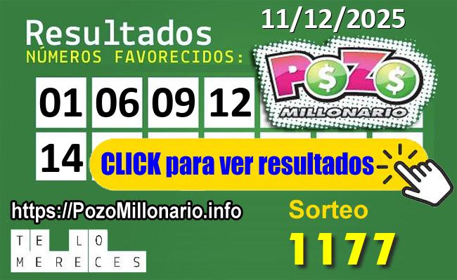 Resultados del Pozo Millonario sorteo 1177 y Pozo Revancha 164